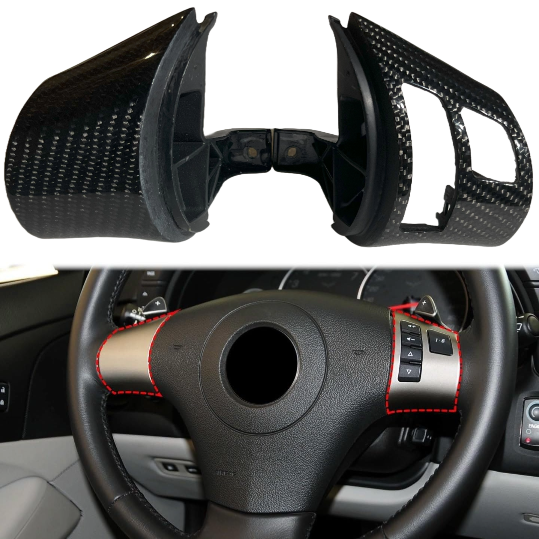 [Customizable] Real Carbon Fiber Steering Wheel Button Trim Cover Fram ...